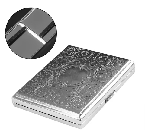Cigarette Case Metal - Large Size - Engraved Pattern No.5 - Pipe, Cigar ...